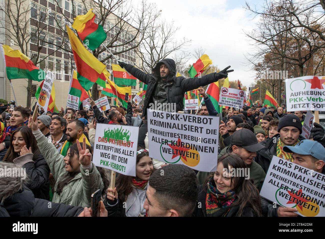 Berlin, Germany. 18th Nov, 2023. Thousands of Kurdish demonstrators ...