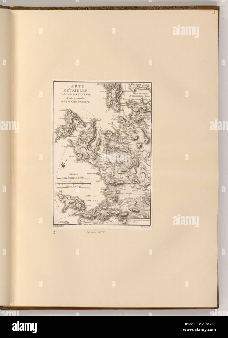 J. Perrier (Engraver) Detailled map of the author's road. Etching, copper engraving 1782 , 1782 ...