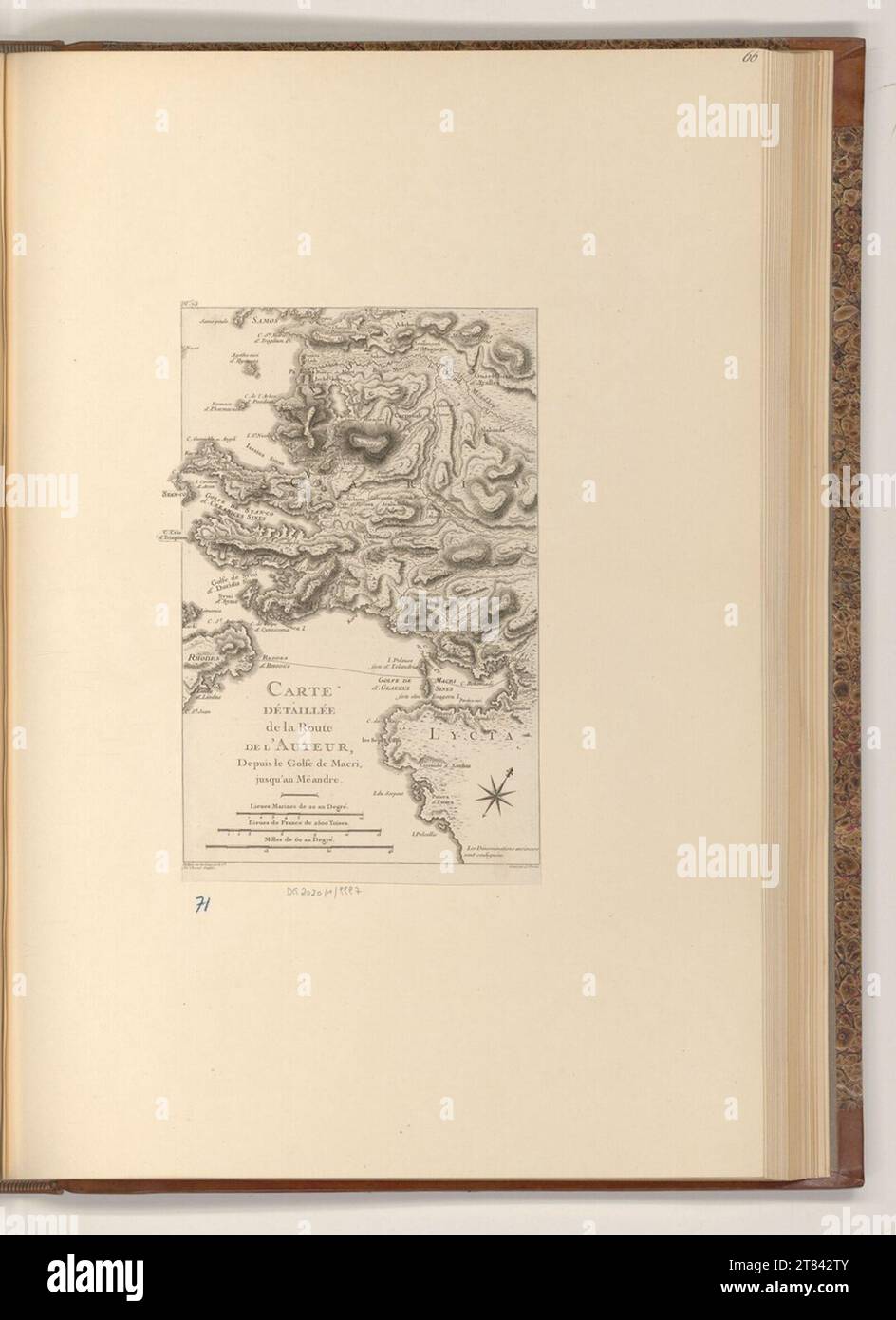 J. Perrier (Engraver) Detailed map of the author's route, from the Gulf of Macri, to the meander ...