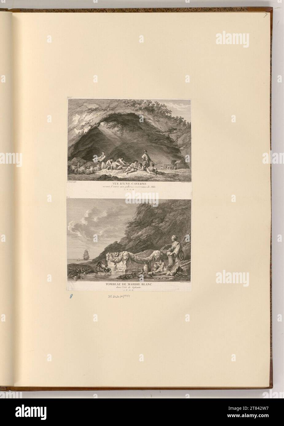 Jean-Baptiste Tilliard (Engraver) View of a cave on the island of Milos ...