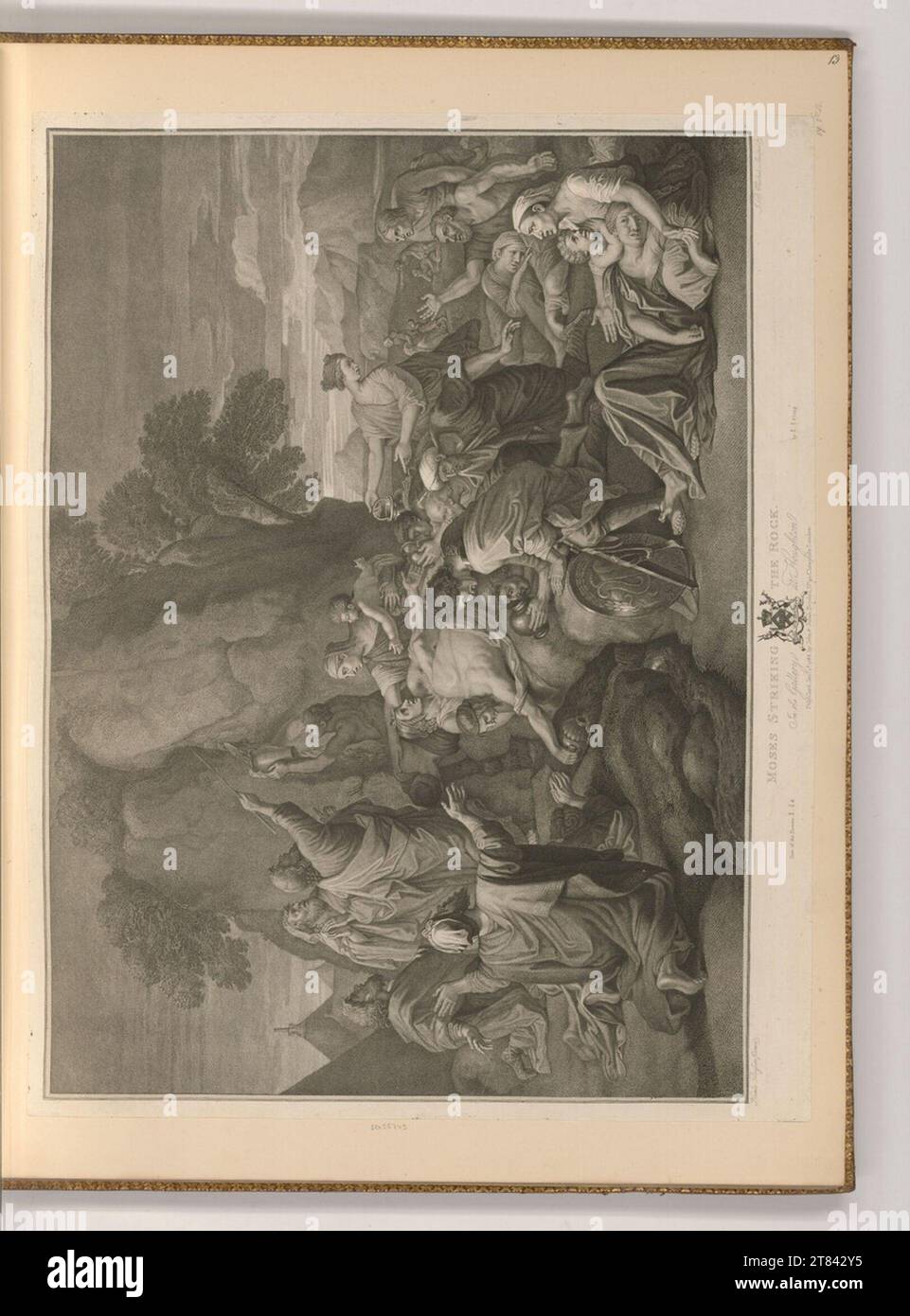 Jean Baptiste Michel (Engraver) Moses hits water from the rock. Etching, punctuation manner 1788 ...