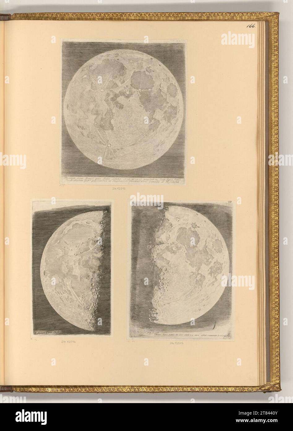 Claude Mellan (Engraver) Historical lunar maps: full moon; increasing moon in the first quarter ...