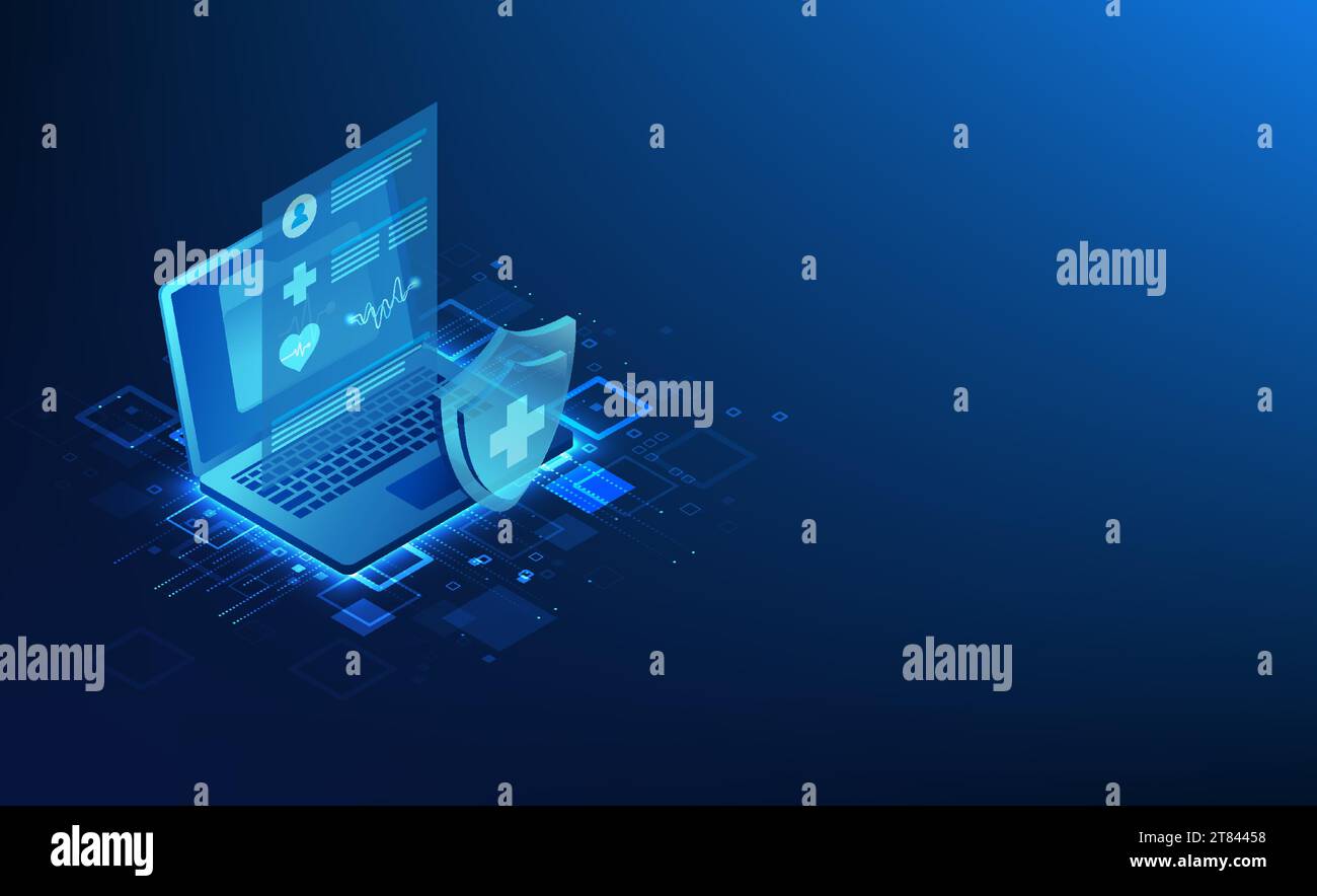 Healthcare technology The computer screen displays information on ...