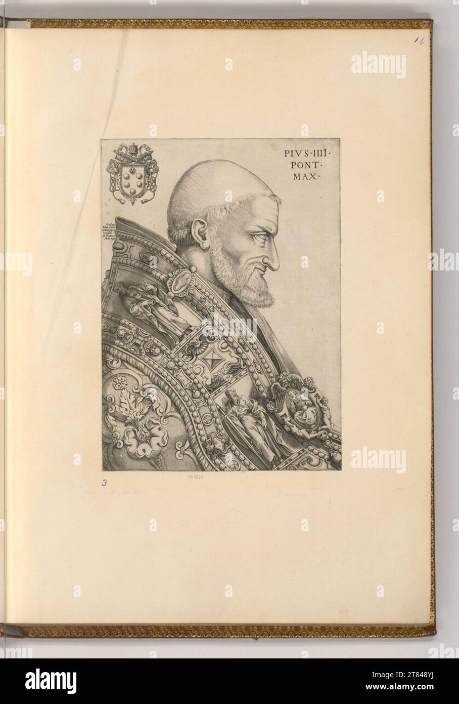 Nicolas Beatrizet Pope Pius IV .. Copper engraving print around 1566 ...