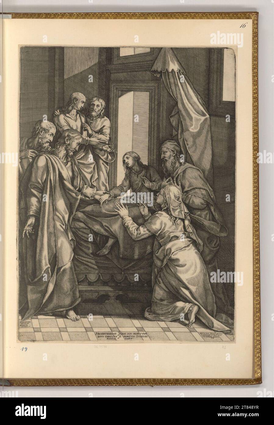 Nicolas Beatrizet (Engraver) Christ awakens the daughter of Jairus ...