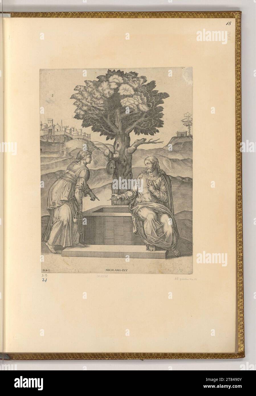 Nicolas Beatrizet (Engraver) Christ and the Samaritan at the fountain ...
