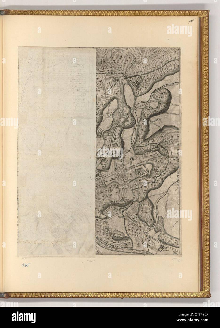 Nicolas Beatrizet City map of Rome. Copper engraving print 1557 , 1557 Stock Photo - Alamy