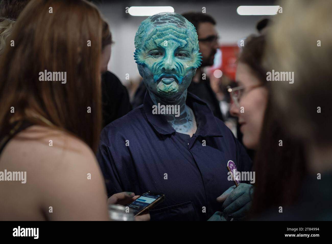 Coventry, UK. 18th November 2023. Striking makeup and prosthetic ...