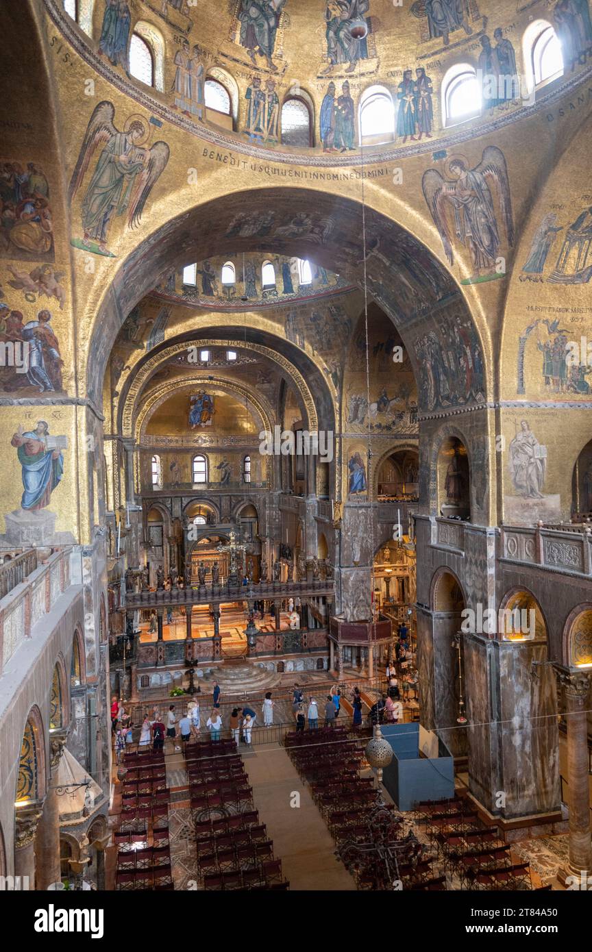 Inside the huge medieval built central Knave facing East, with three ...
