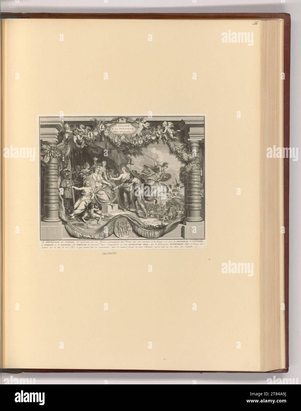 David Herrliberger (Engraver) Allegory on the history of Switzerland ...