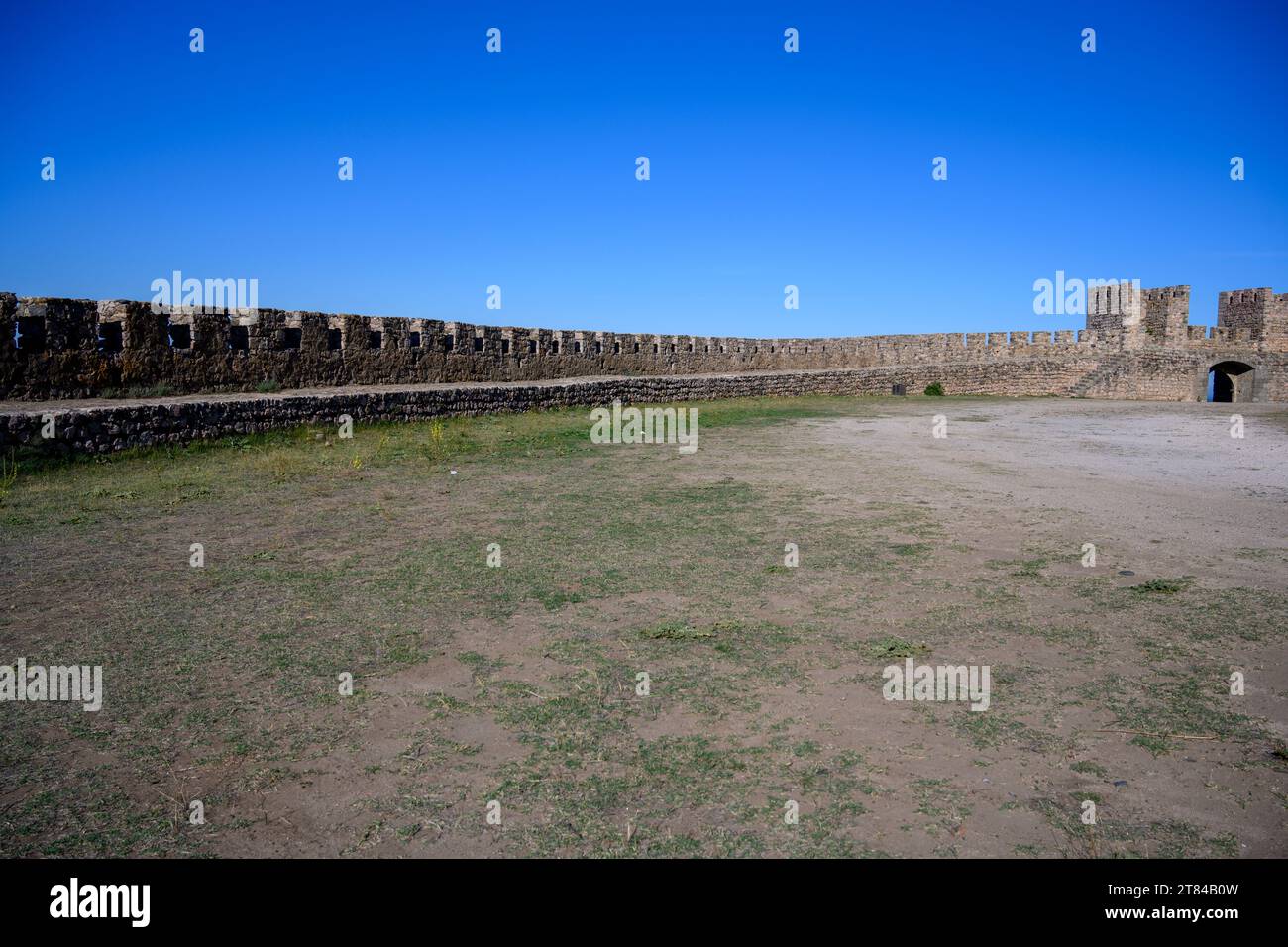Medieval castle, Arraiolos, Alentejo, Portugal. seen from within the ...