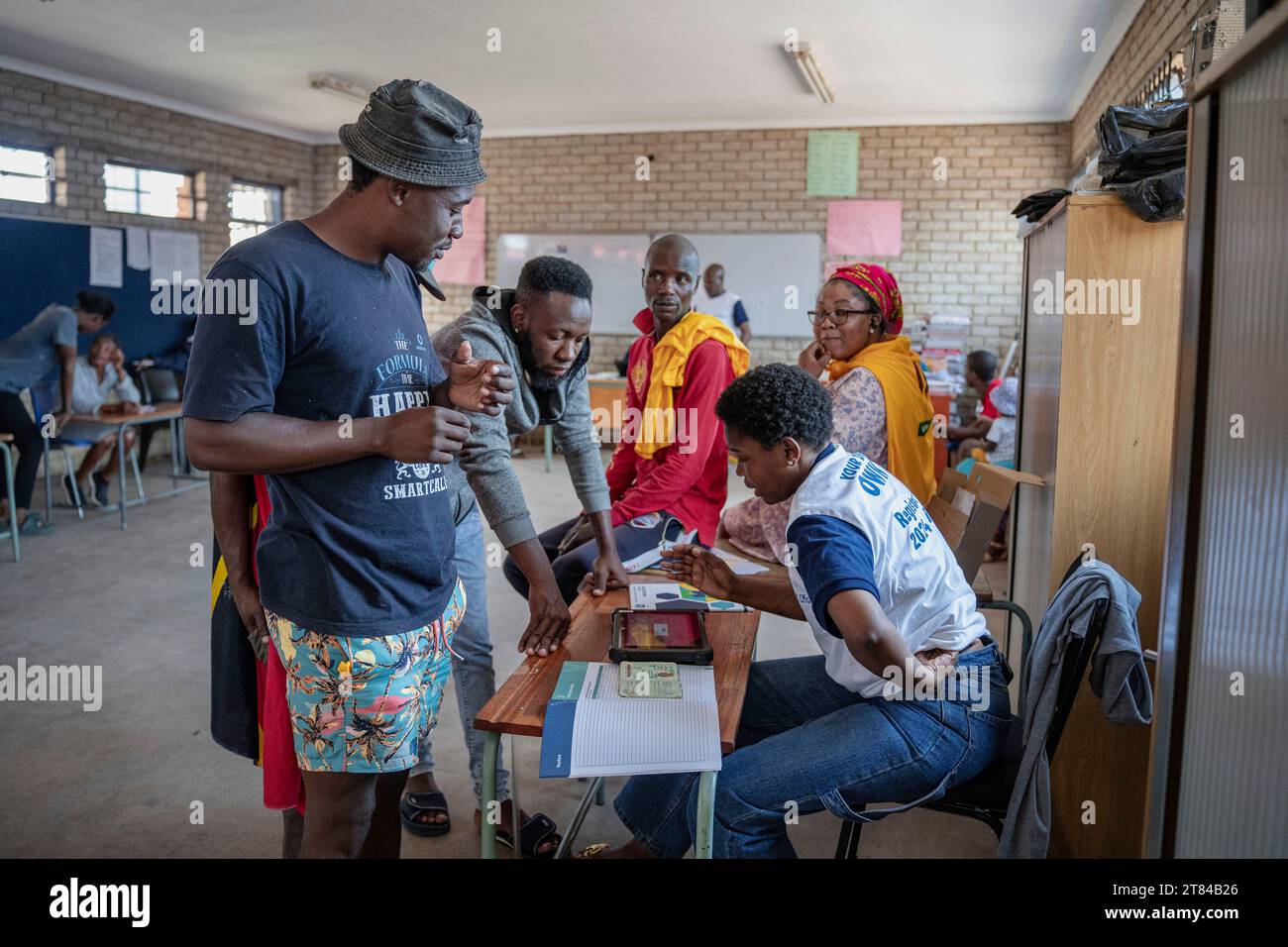 Johannesburg, South Africa. 18th Nov, 2023. People register to vote at ...