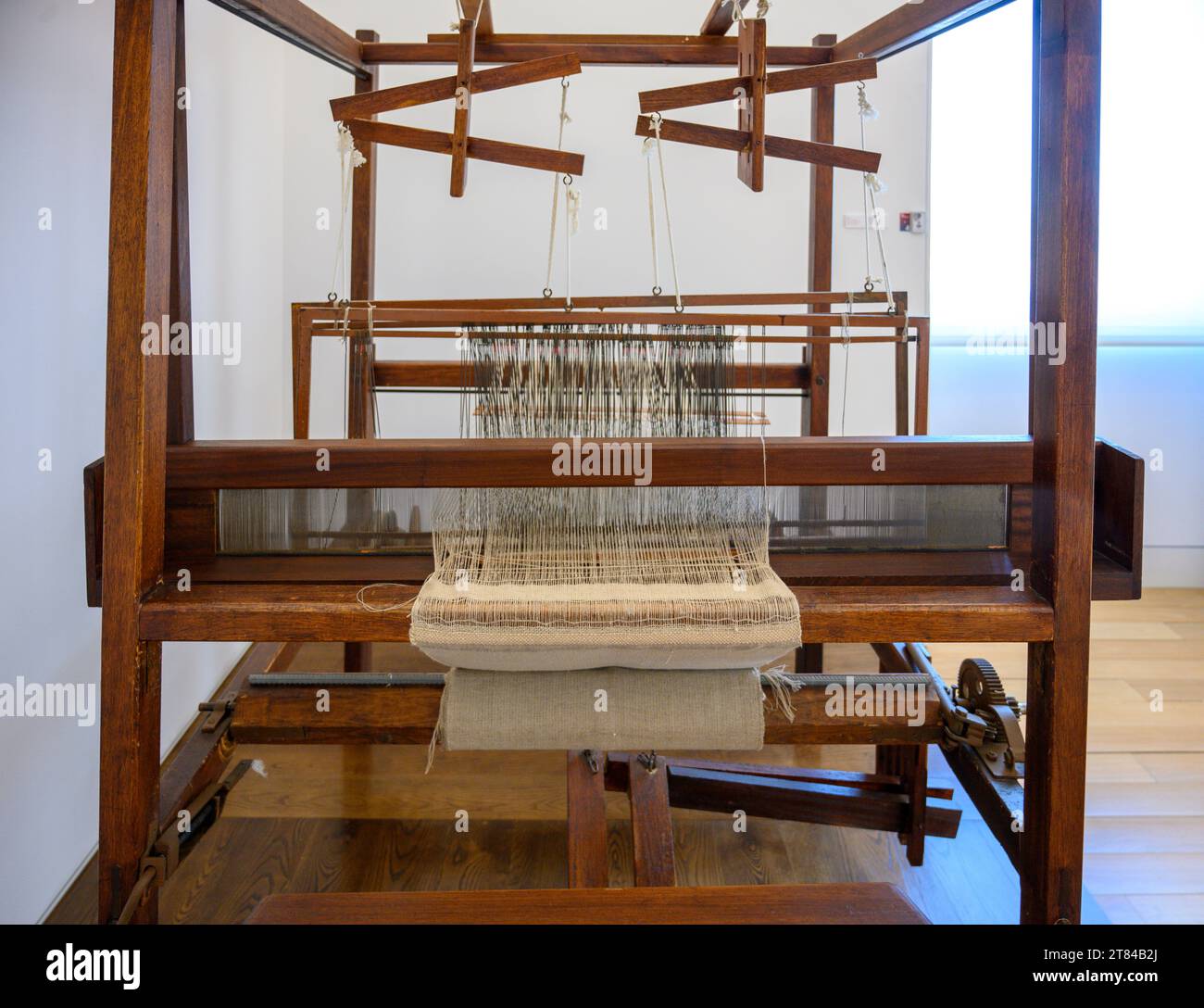 Ancient wooden loom exhibited at the Tapestry Museum, Arraiolos ...