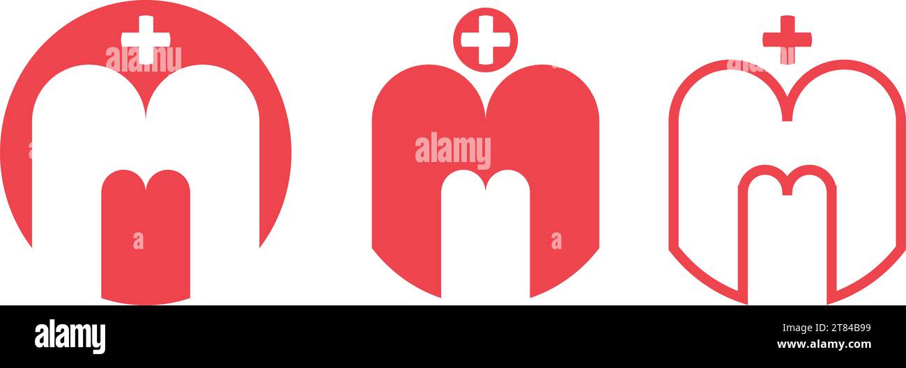M and Medical Logo. Red Cross. - Vector Stock Vector Image & Art - Alamy