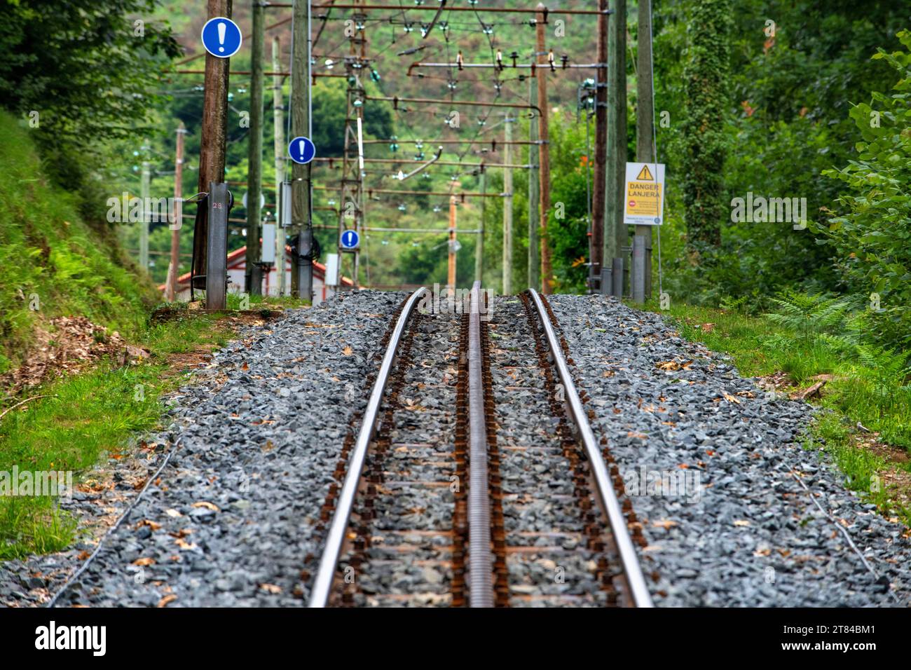 The Petit train de la Rhune rack railway, La Rhun mountain on the ...