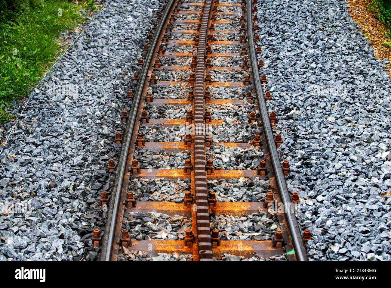 The Petit train de la Rhune rack railway, La Rhun mountain on the ...