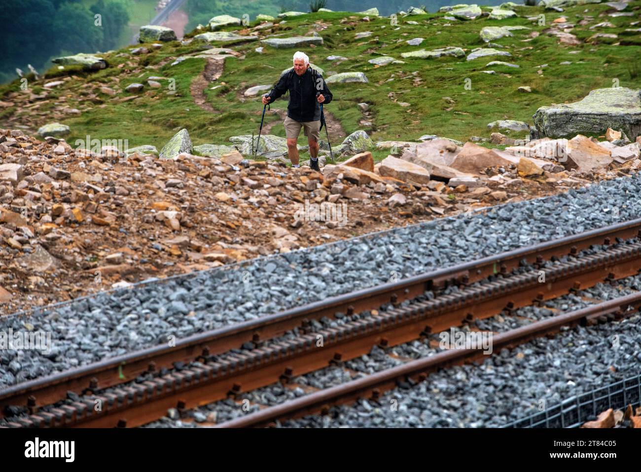 The Petit train de la Rhune rack railway, La Rhun mountain on the ...