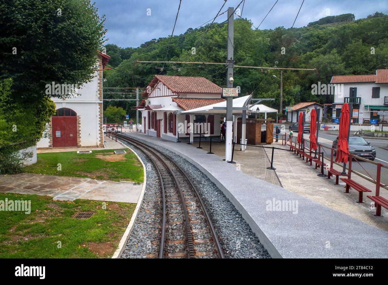 The Petit train de la Rhune rack railway in France runs to the summit ...
