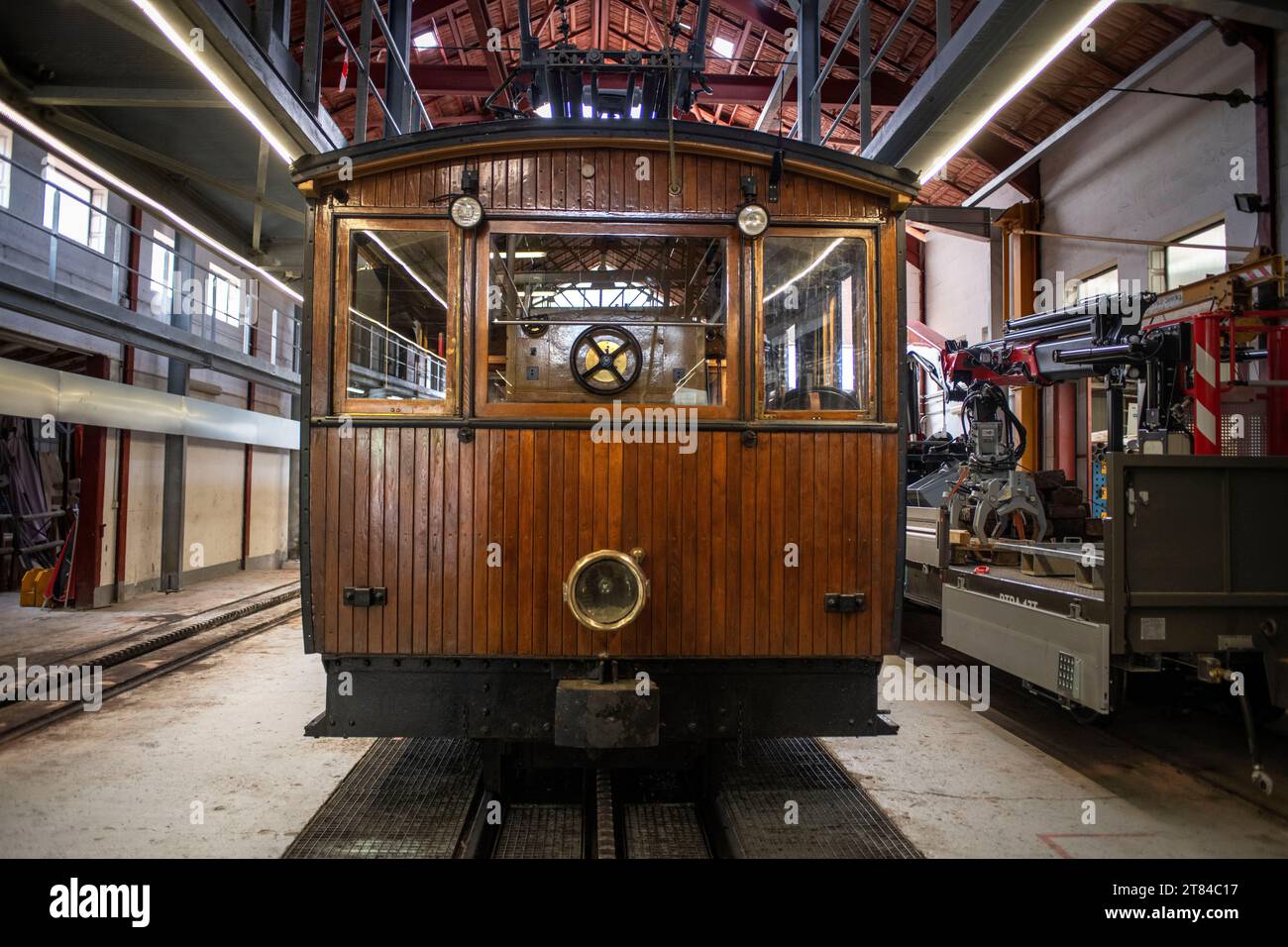 Train de la Rhune garage in Sare, France. La Rhun mountain on the ...