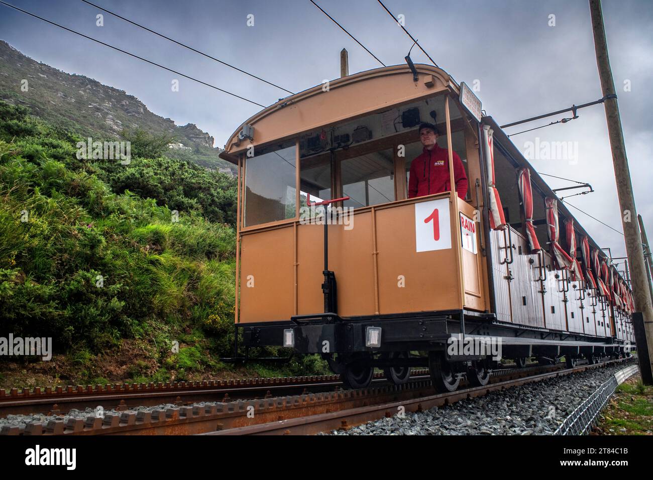 The Petit train de la Rhune rack railway in France runs to the summit ...