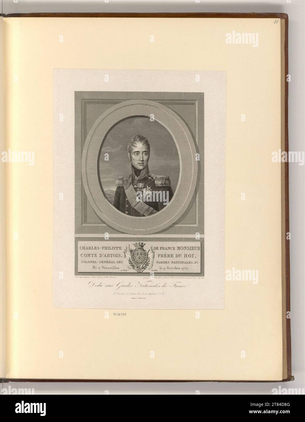 Pierre Audouin (Engraver) Porträt Charles Philippe de Bourbon. Copper ...