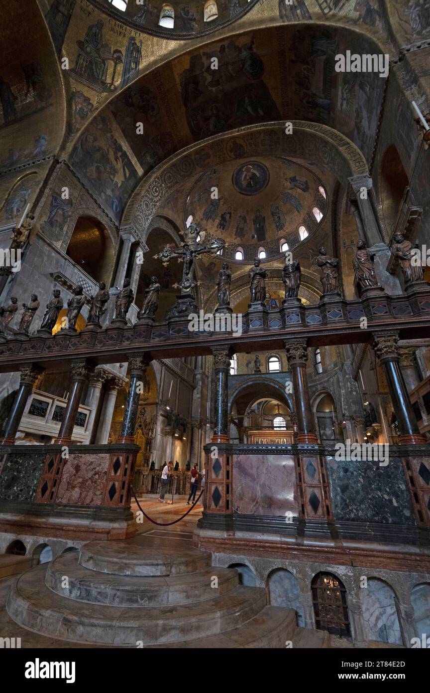 The chancel, a Gothic altar screen, dated 1394 towards the main altar ...