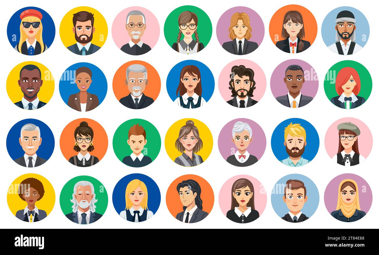 Set of Diverse multiethnic circle vector avatars Stock Vector Image ...