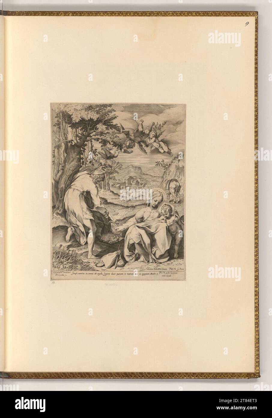 Philippe Thomassin (Engraver) Escape to Egypt. Copper engraving print ...