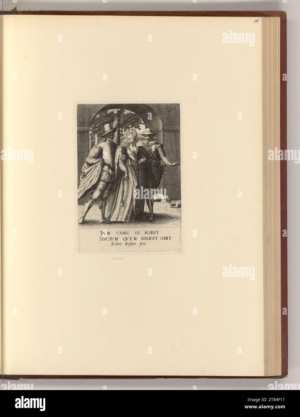 Robert Boissard (Engraver) Lady accompanied by two gentlemen. Copper ...