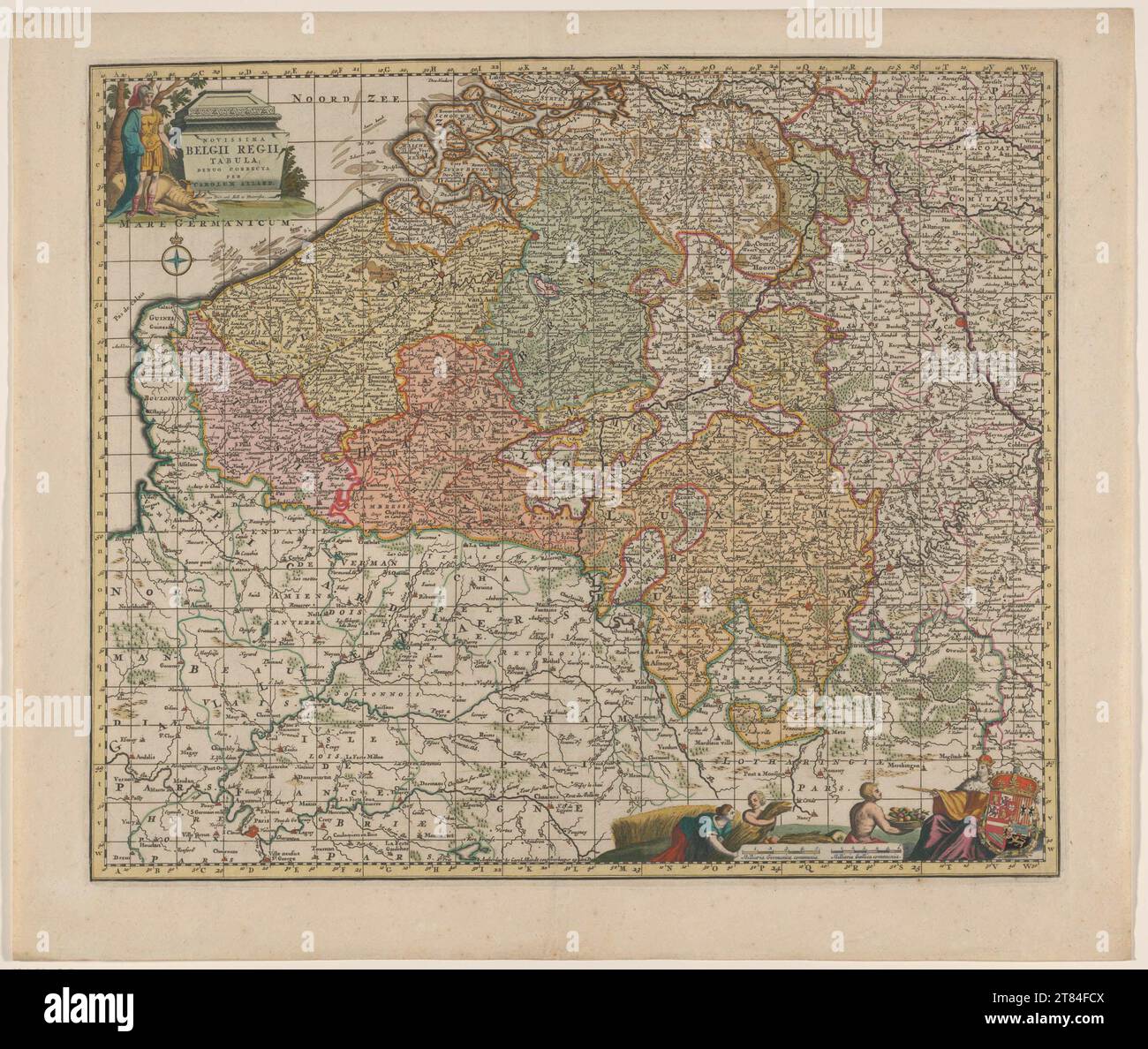 Map of the Southern Netherlands Novissima Belgii Regii tabula Stock ...