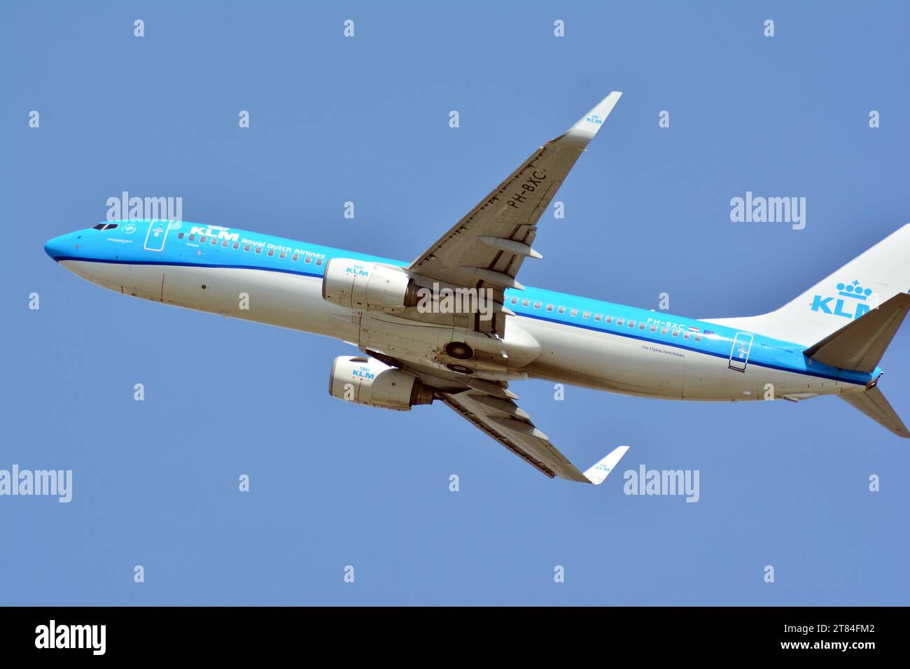 Warsaw, Poland. 15 April 2018. Passenger airplane is flying from the ...