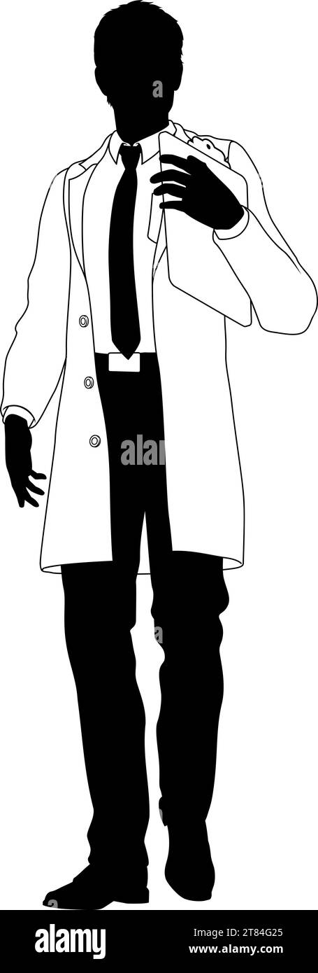 Scientist Engineer Survey Clipboard Man Silhouette Stock Vector Image ...