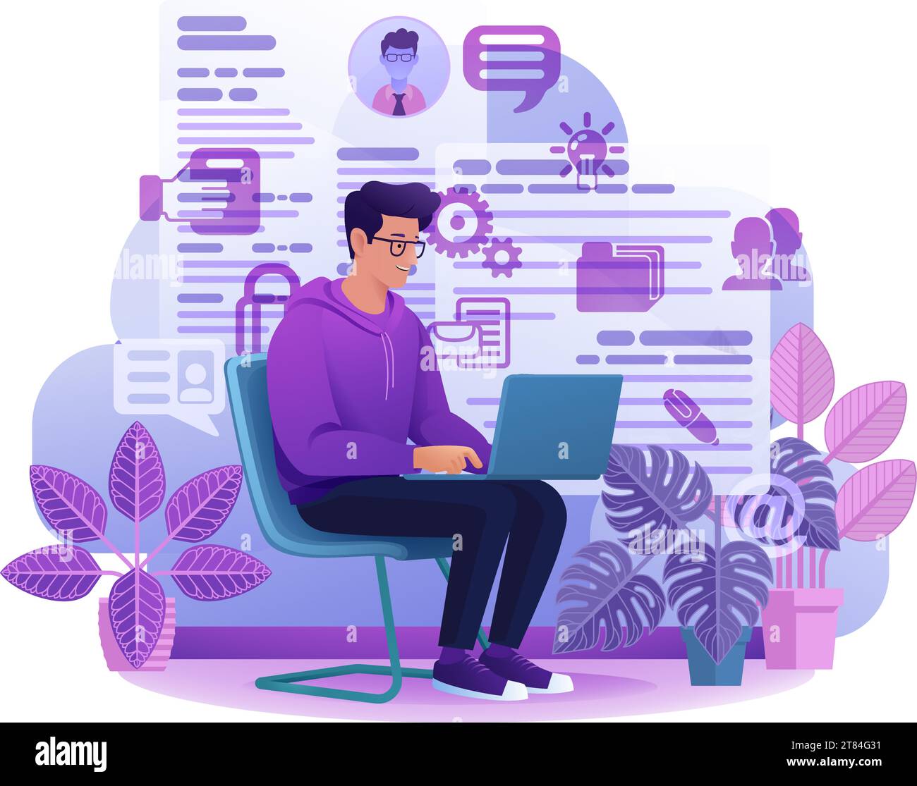 Man Laptop Recruitment Internet Job Search Cartoon Stock Vector Image ...