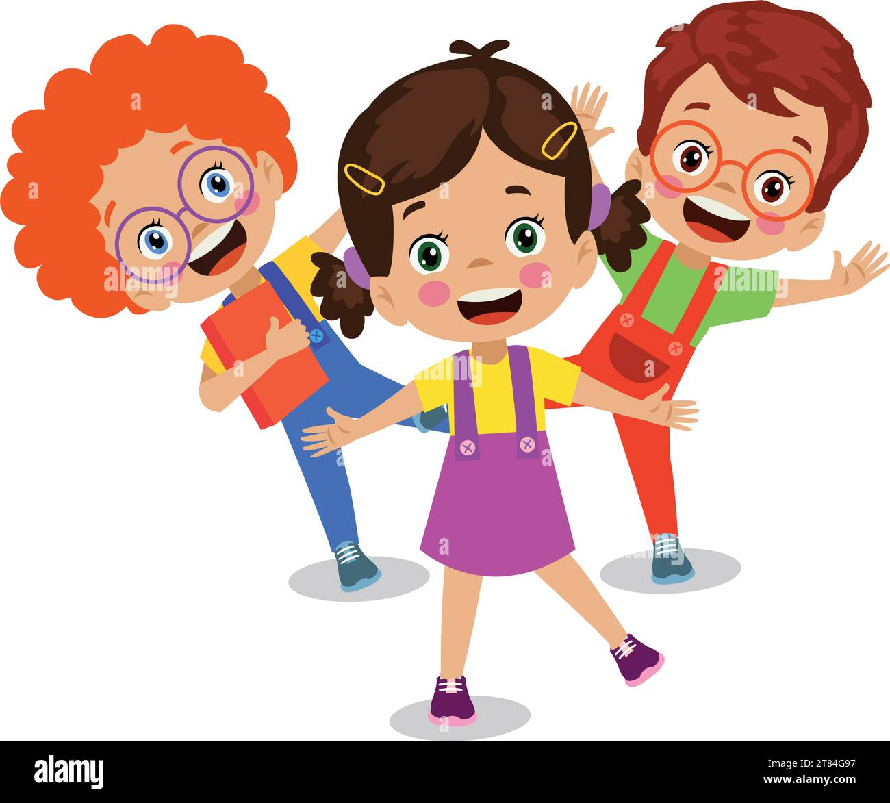 little cute happy back to back kids Stock Vector Image & Art - Alamy