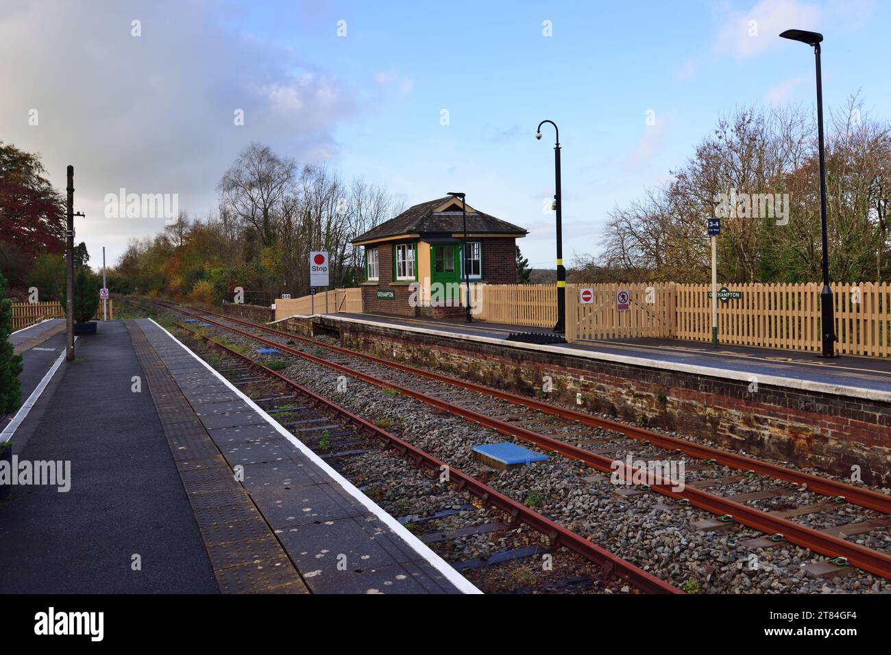 Looking towards the end of the line at Okehampton railway station on ...