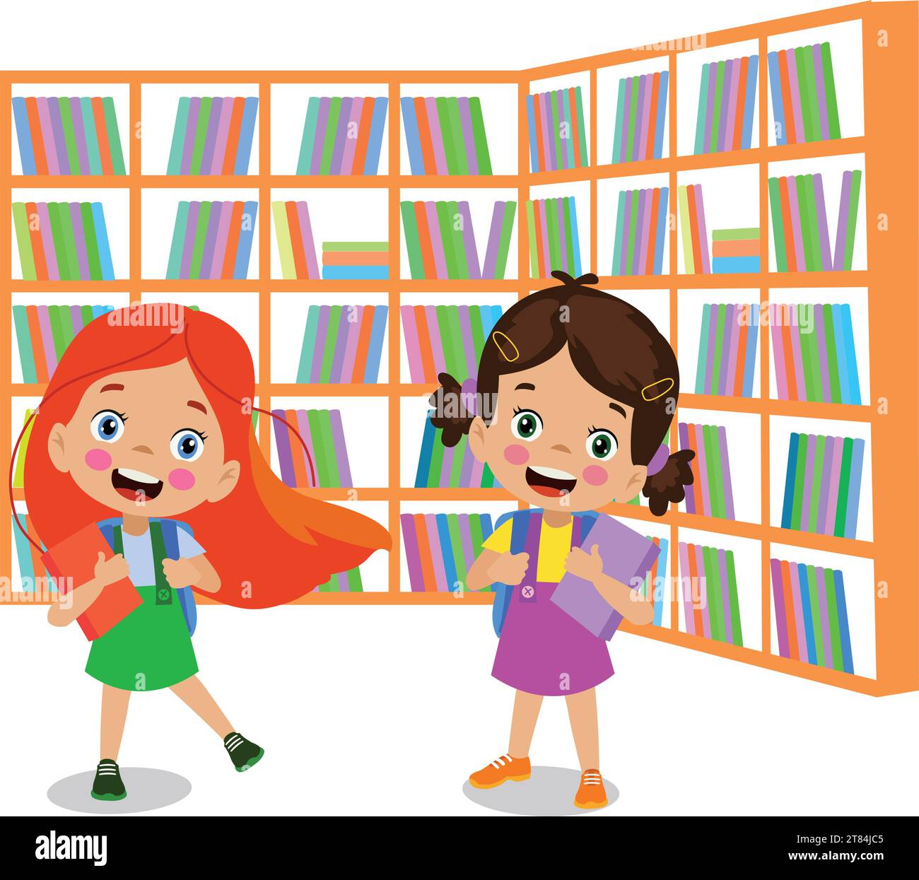 Kids reading books cartoon boy girl with book hi-res stock photography ...