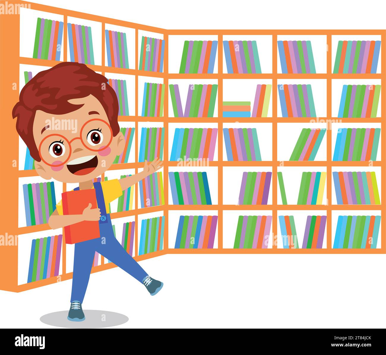 Girl student child library Stock Vector Images - Alamy