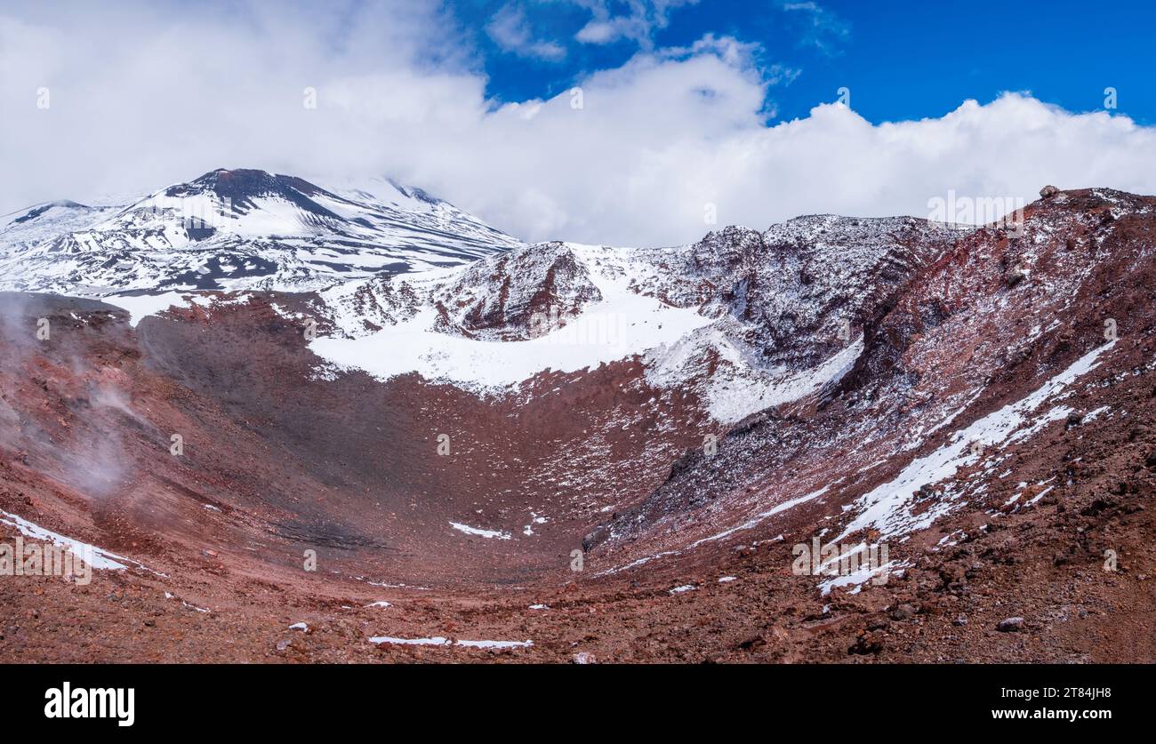 Panorama of crater on Mount Etna, Sicily island in Italy. Landscape of ...