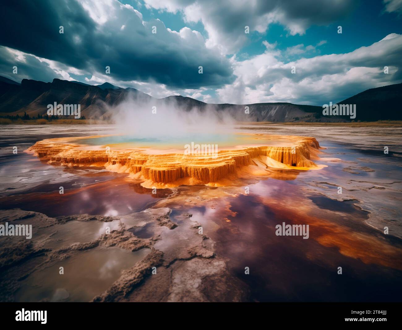 The Grand Prismatic Spring of Yellowstone National Park panoramic view ...