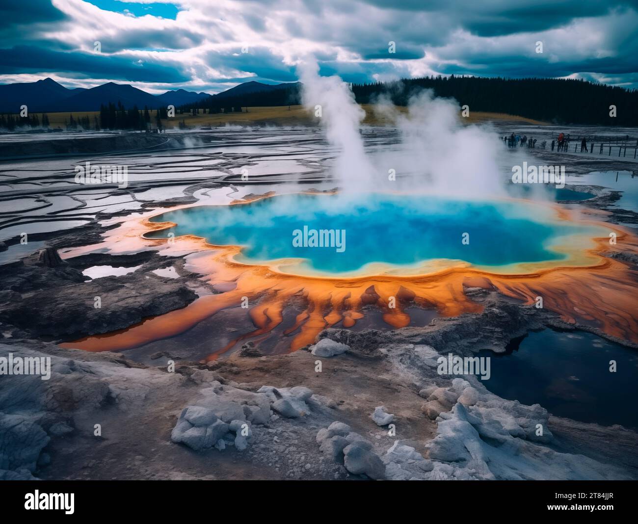 The Grand Prismatic Spring of Yellowstone National Park panoramic view ...