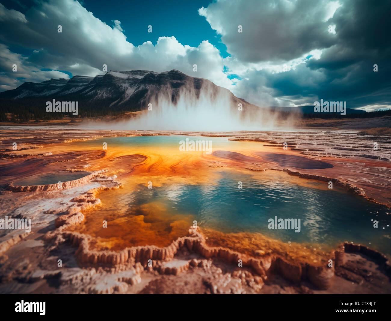 The Grand Prismatic Spring of Yellowstone National Park panoramic view ...