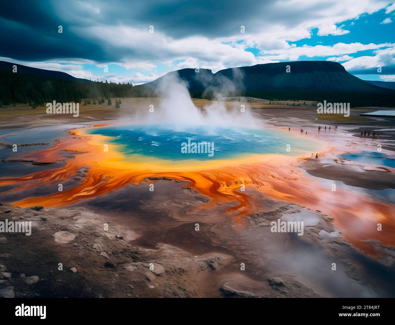 The Grand Prismatic Spring of Yellowstone National Park panoramic view ...