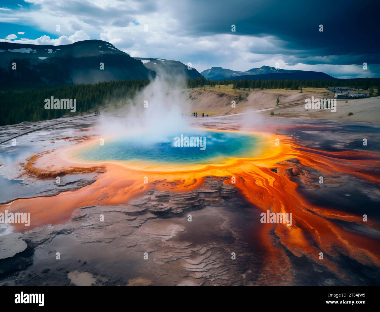 The Grand Prismatic Spring of Yellowstone National Park panoramic view ...