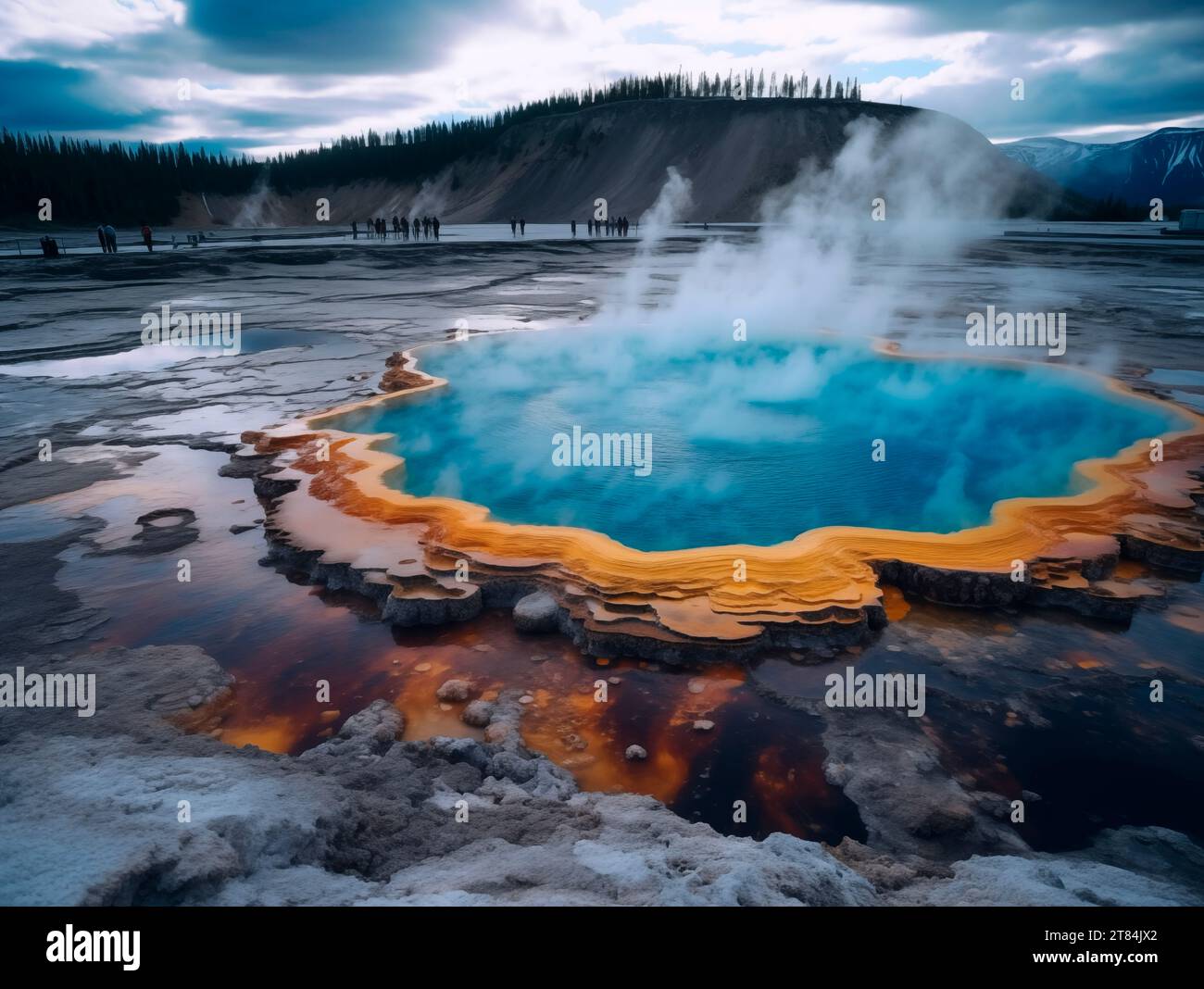 The Grand Prismatic Spring of Yellowstone National Park panoramic view ...