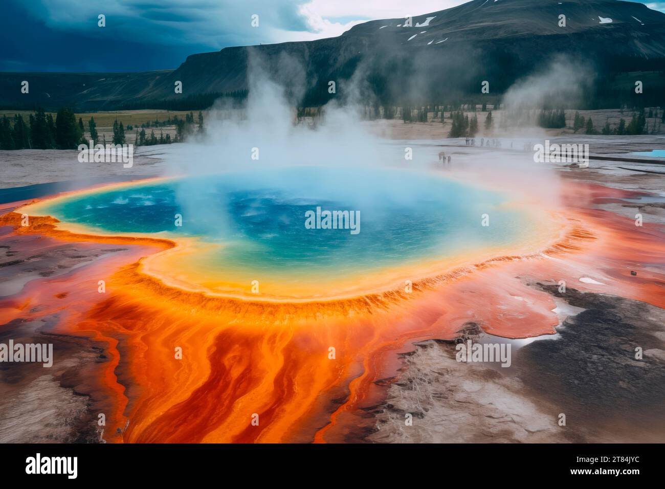 The Grand Prismatic Spring of Yellowstone National Park panoramic view ...