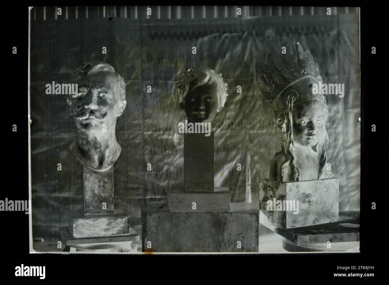 Johann Victor Krämer Three plaster busts, self -portrait, small Indian ...