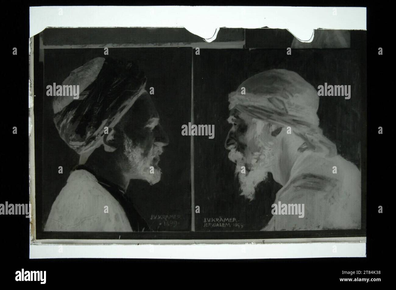 Johann Victor Krämer Recording of two men's portraits in profile: 'Man ...