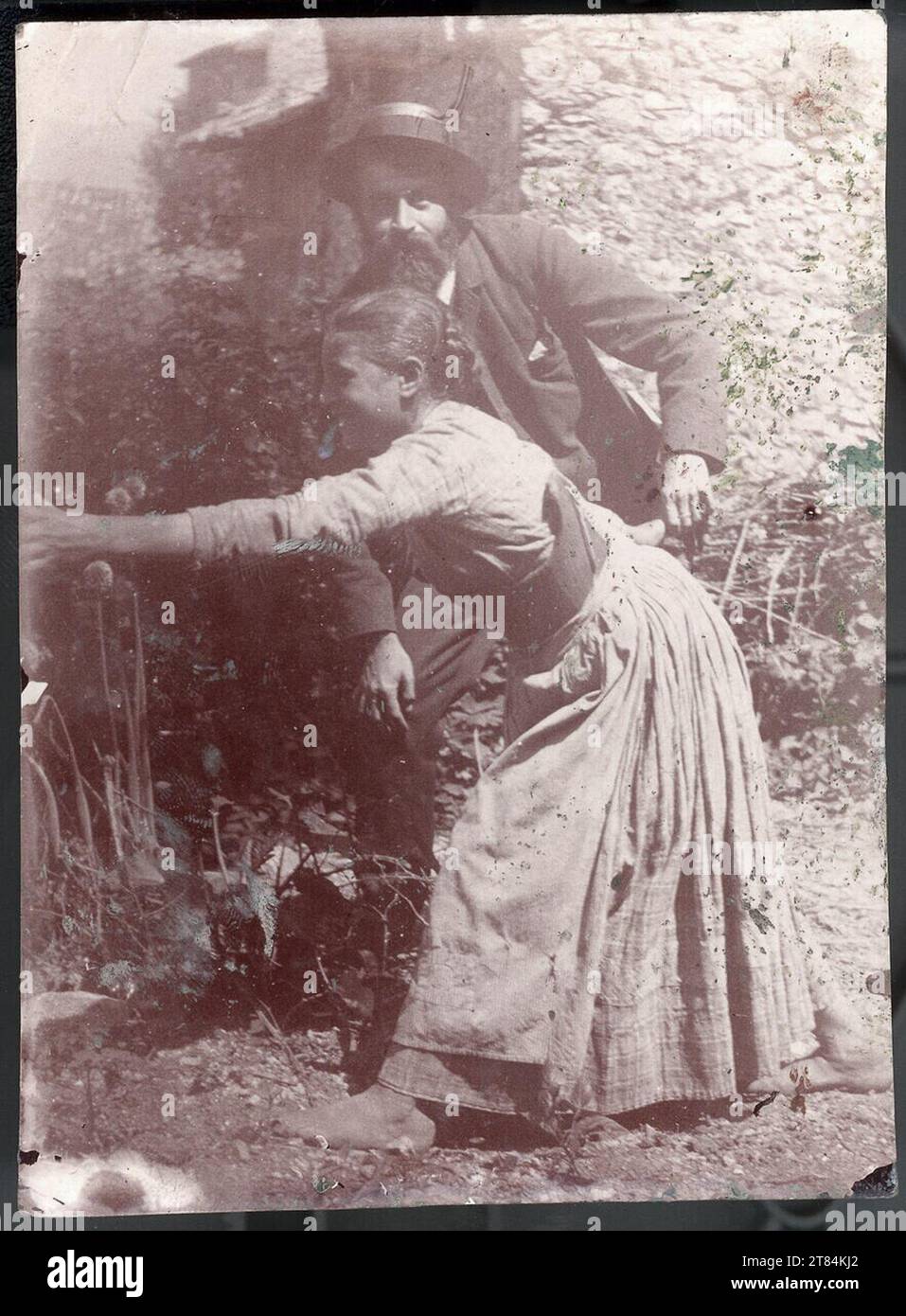 Johann Victor Krämer Female and male model in the garden. Gloss ...