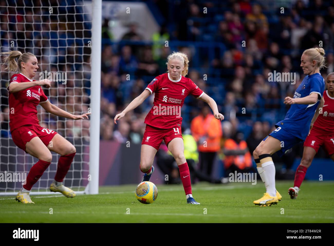 Grace Fisk of Liverpool controls the ball during the Barclays FA Women ...
