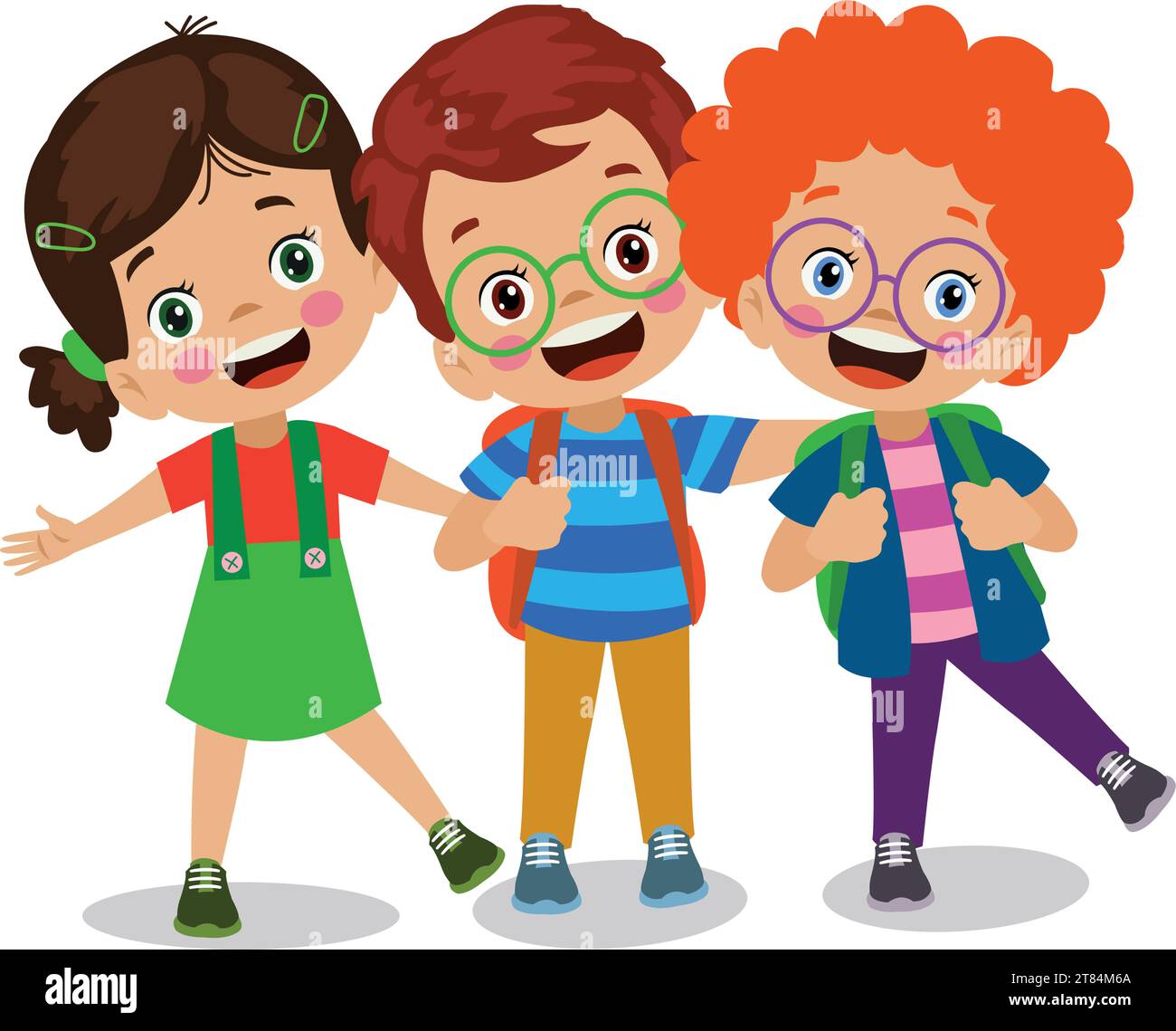 cute happy friends hands on shoulders Stock Vector Image & Art - Alamy